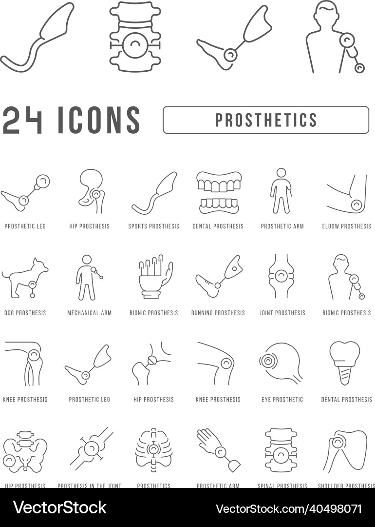 Set of linear icons prosthetics Royalty Free Vector Image