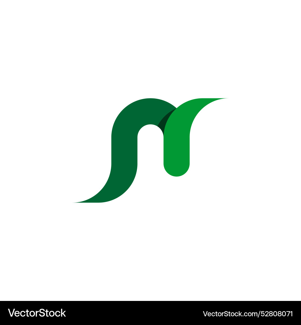 Small letter n green geometric logo Royalty Free Vector
