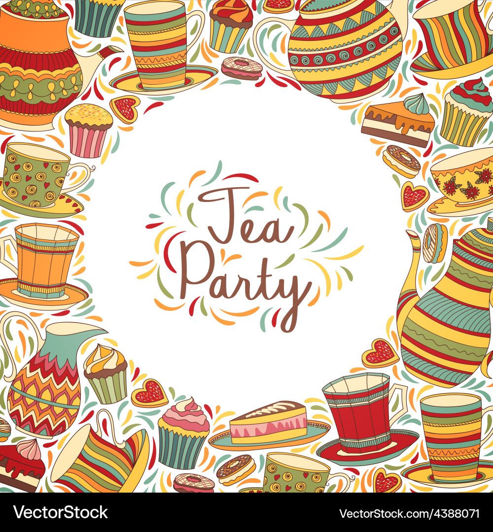 Tea time frame Royalty Free Vector Image - VectorStock
