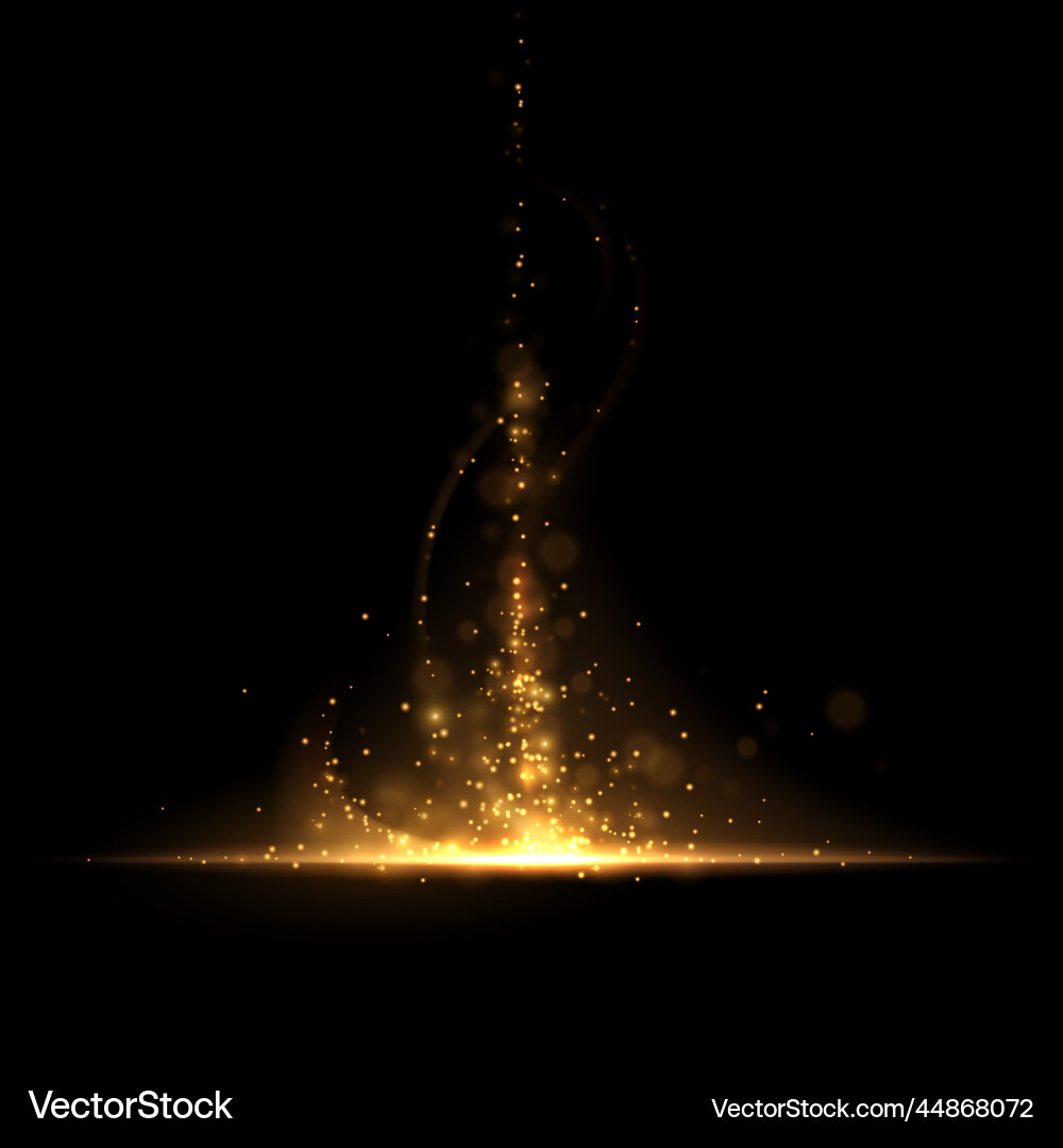 Abstract gold light sparks on black background Vector Image
