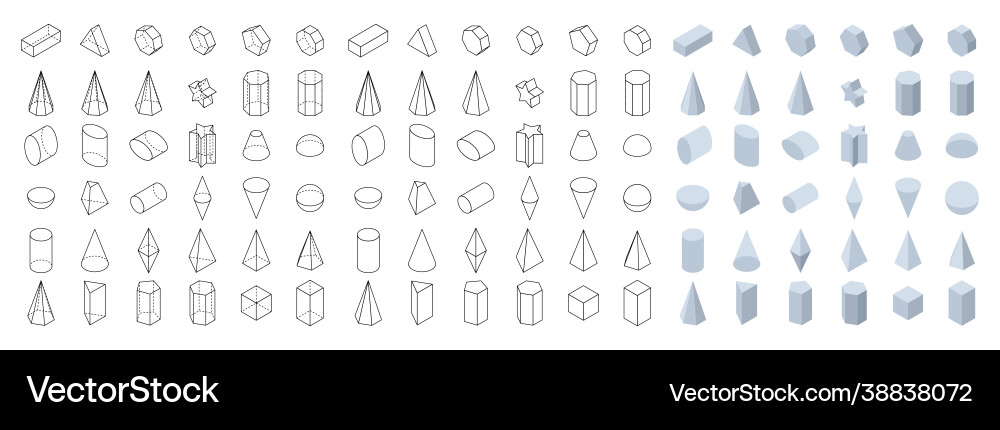 Big 3d set geometric shapes Royalty Free Vector Image