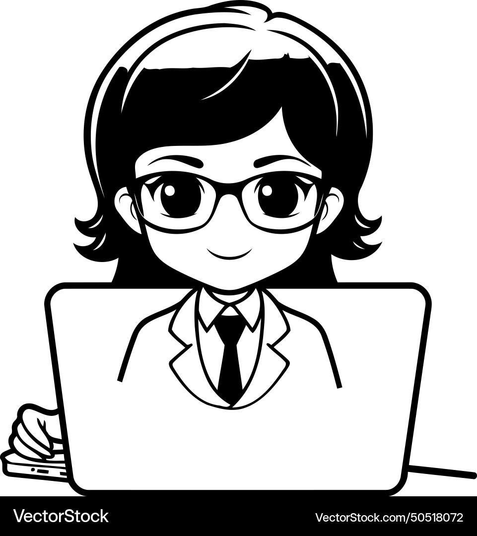 Businesswoman with laptop computer on white Vector Image