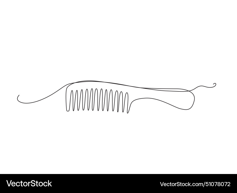 Continuous Line Comb Icon Monoline Barber Symbol Vector Image