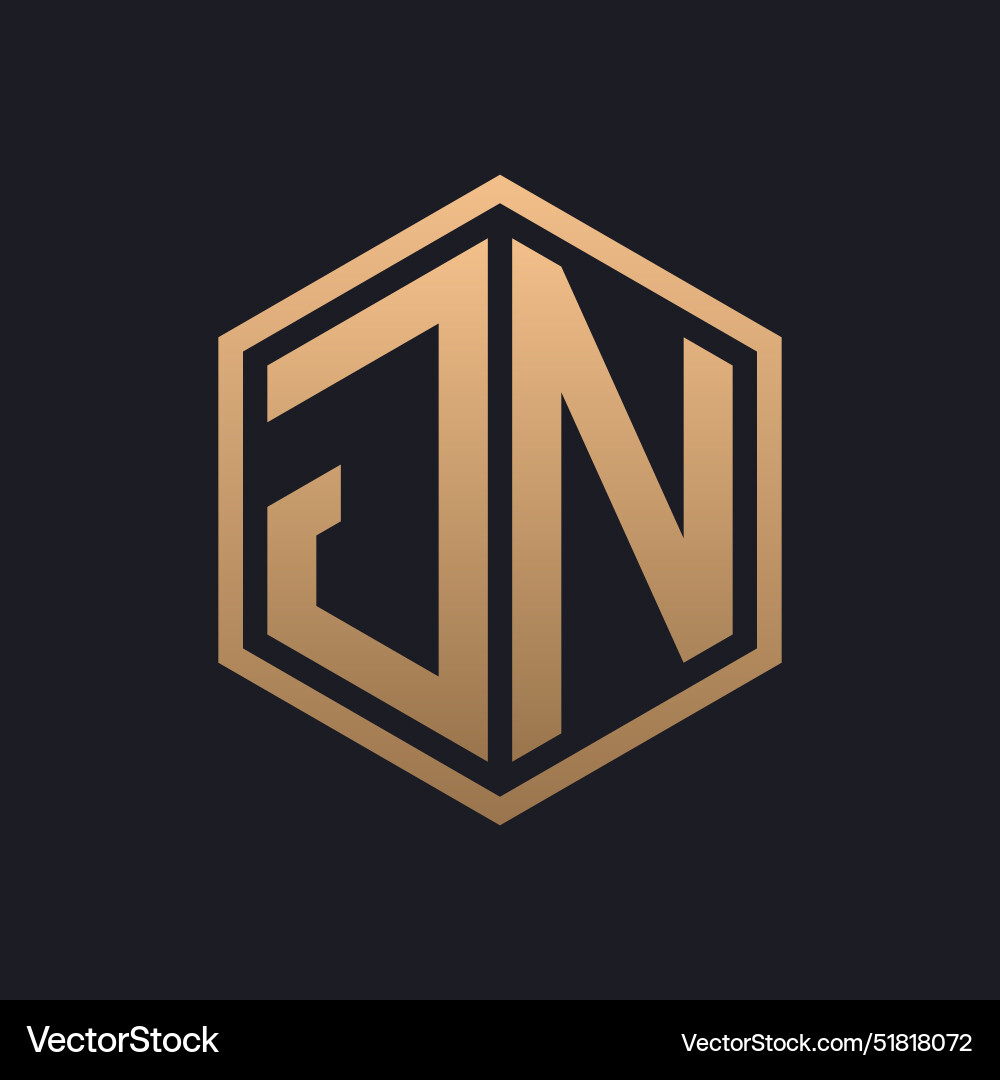 Elegant hexagon letter jn logo design initial Vector Image