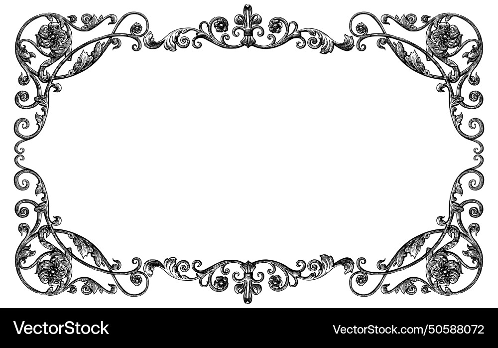 Hand drawn ornate floral frame Royalty Free Vector Image