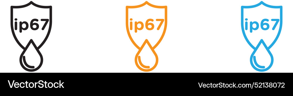 Ip67 waterproof logo set collection for web app ui