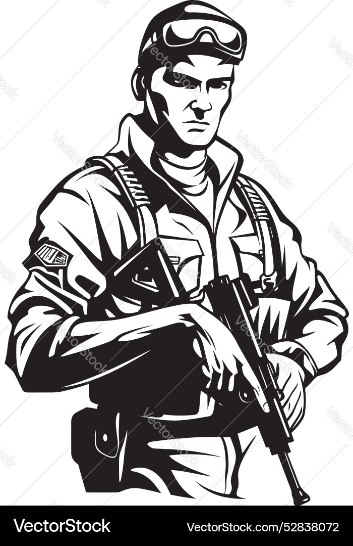 Tactical sentinel military assault rifle emblem Vector Image