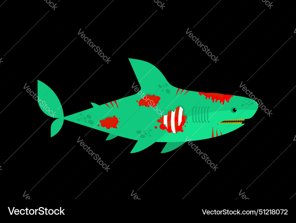 Zombie shark isolated the sea predator is dead Vector Image