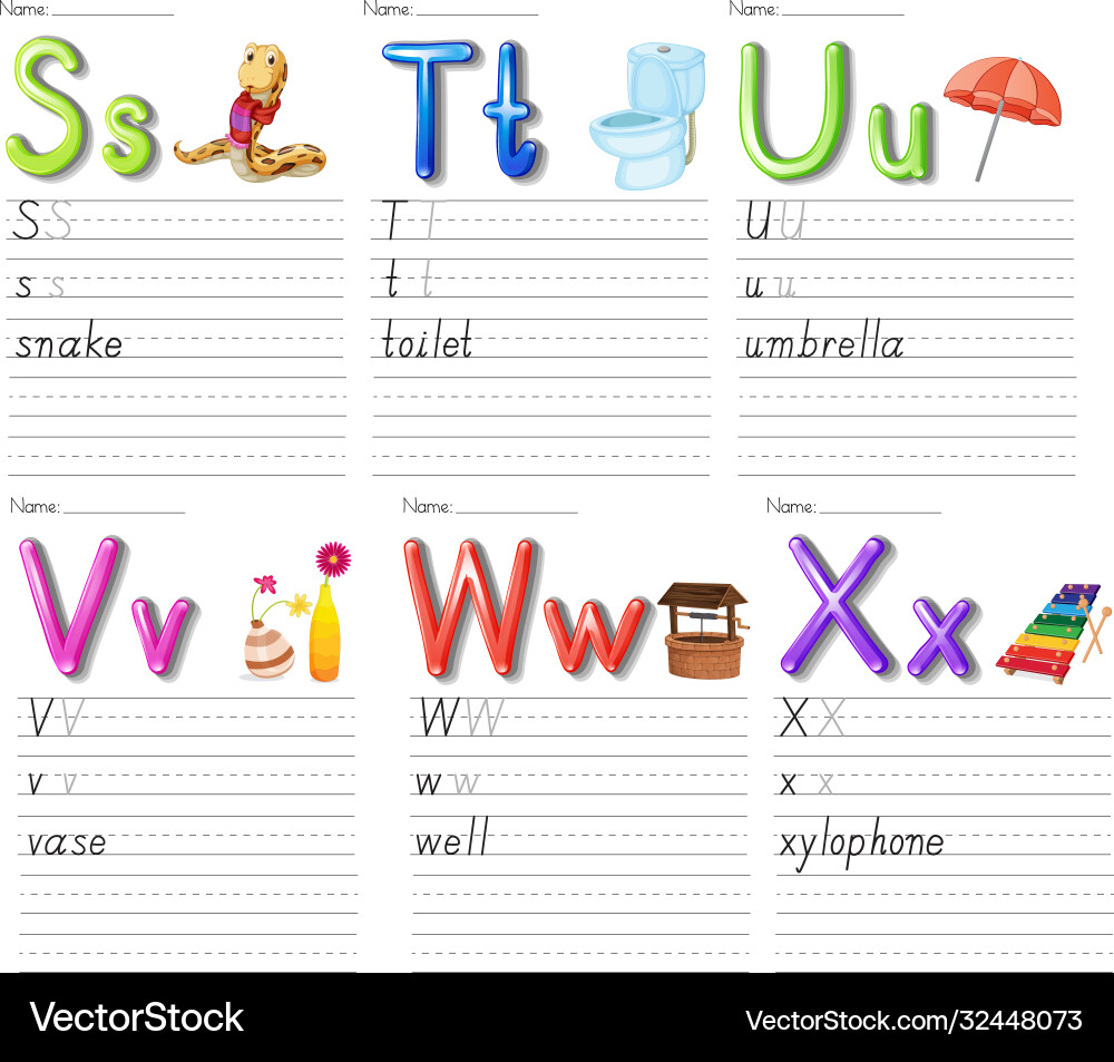 Alphabet Worksheet with Animals – Royalty-Free Vector | VectorStock