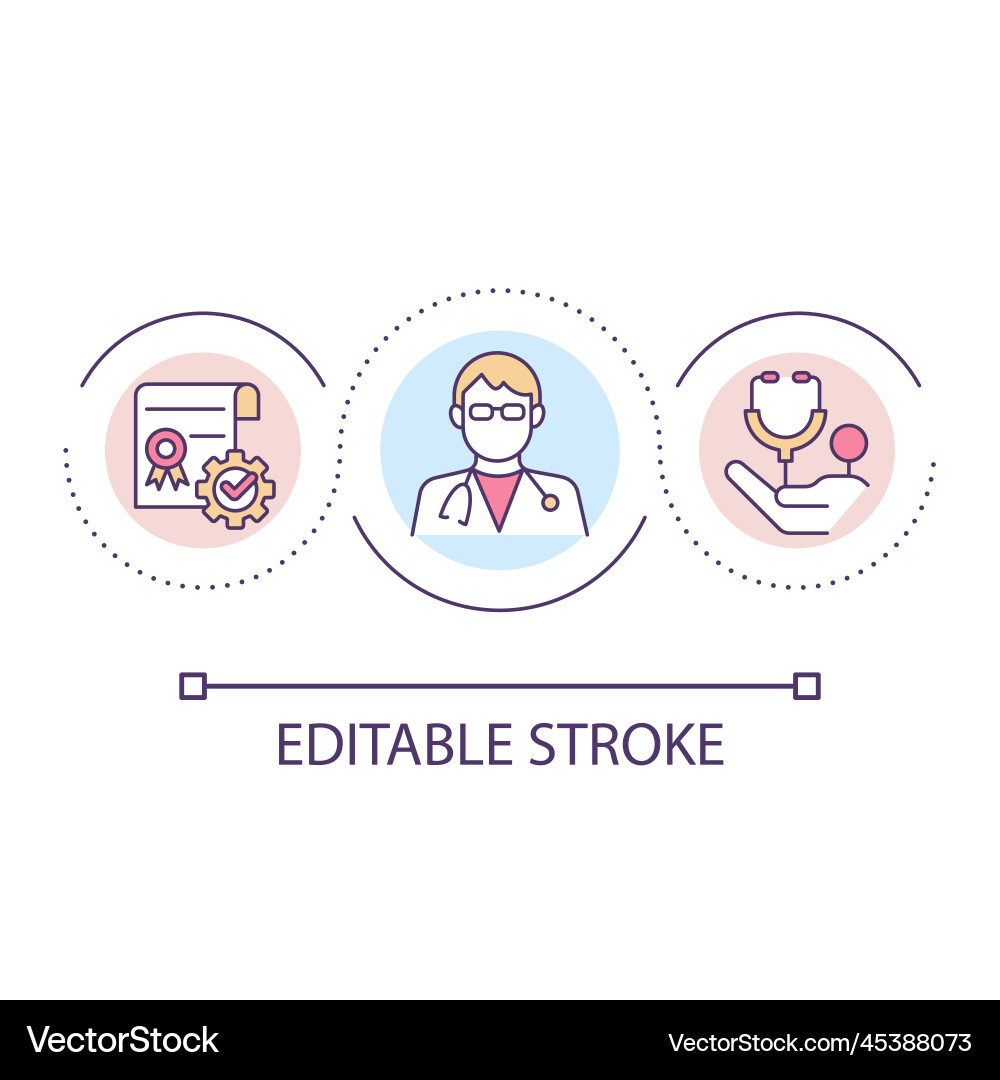 Certified doctor loop concept icon Royalty Free Vector Image