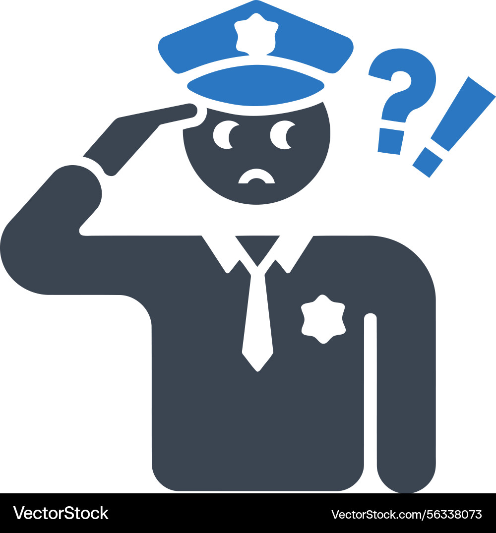 Confused police officer icon Royalty Free Vector Image