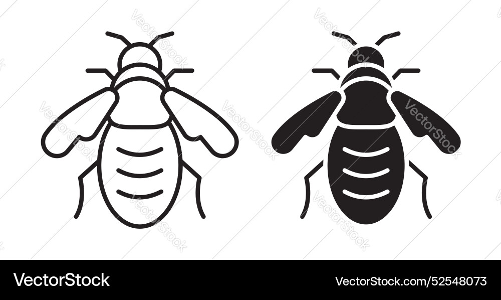 Flying bee thin line icon set Royalty Free Vector Image