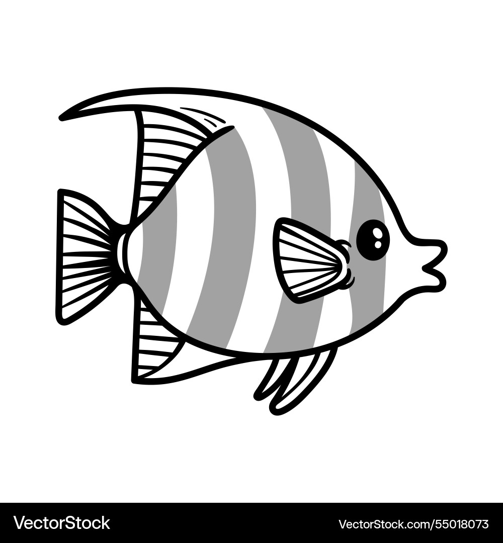 Fun cute tropical angelfish fish cartoon character