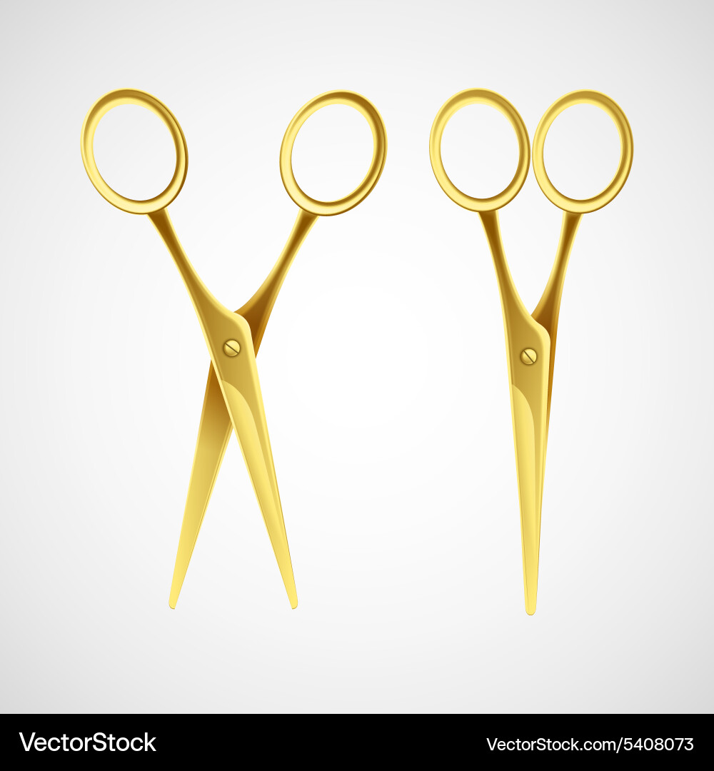 Gold scissors isolated in white background Vector Image