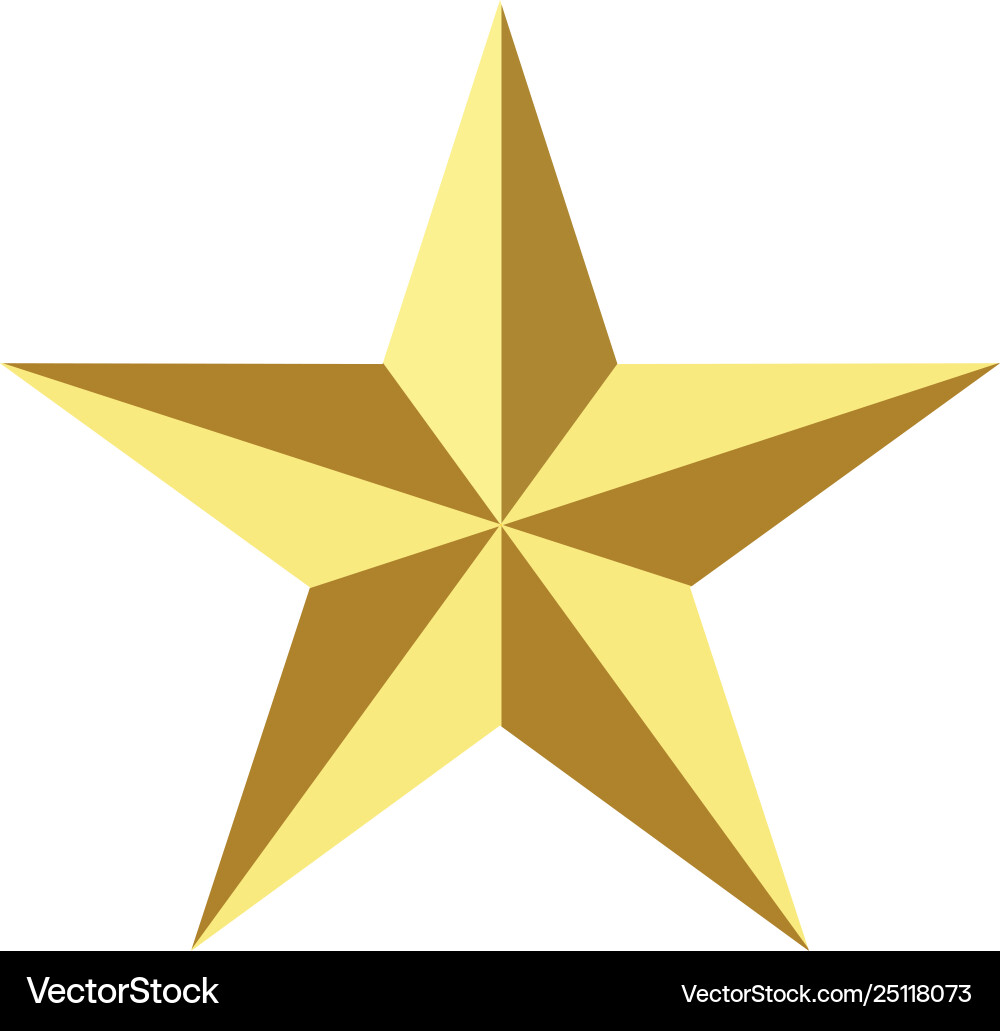 Gold star icon on white background flat Royalty Free Vector