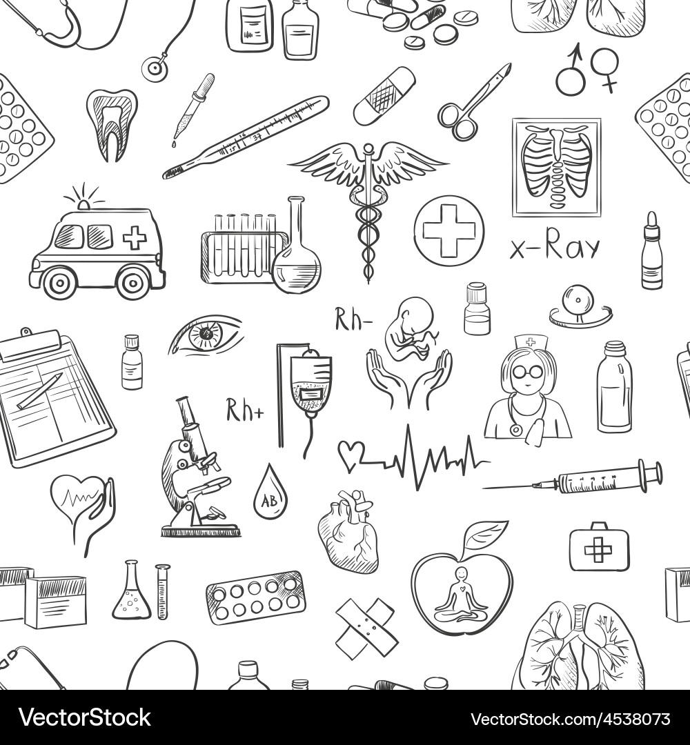 Hand draw medicine pattern Royalty Free Vector Image
