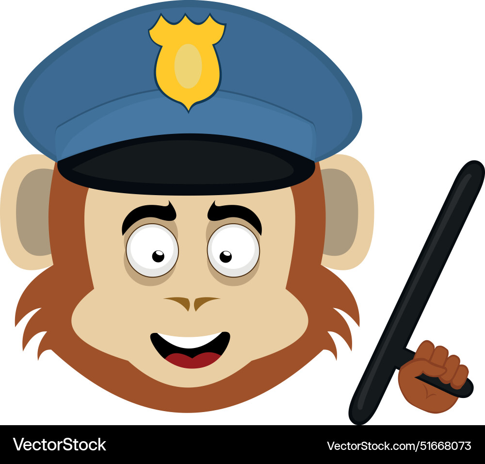 Head monkey police blackjack Royalty Free Vector Image