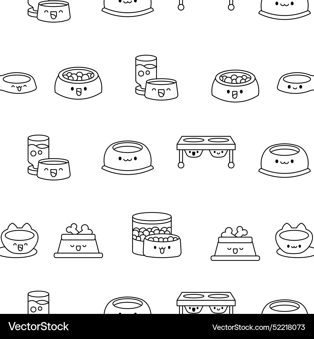 Pets bowl with happy face coloring page Royalty Free Vector