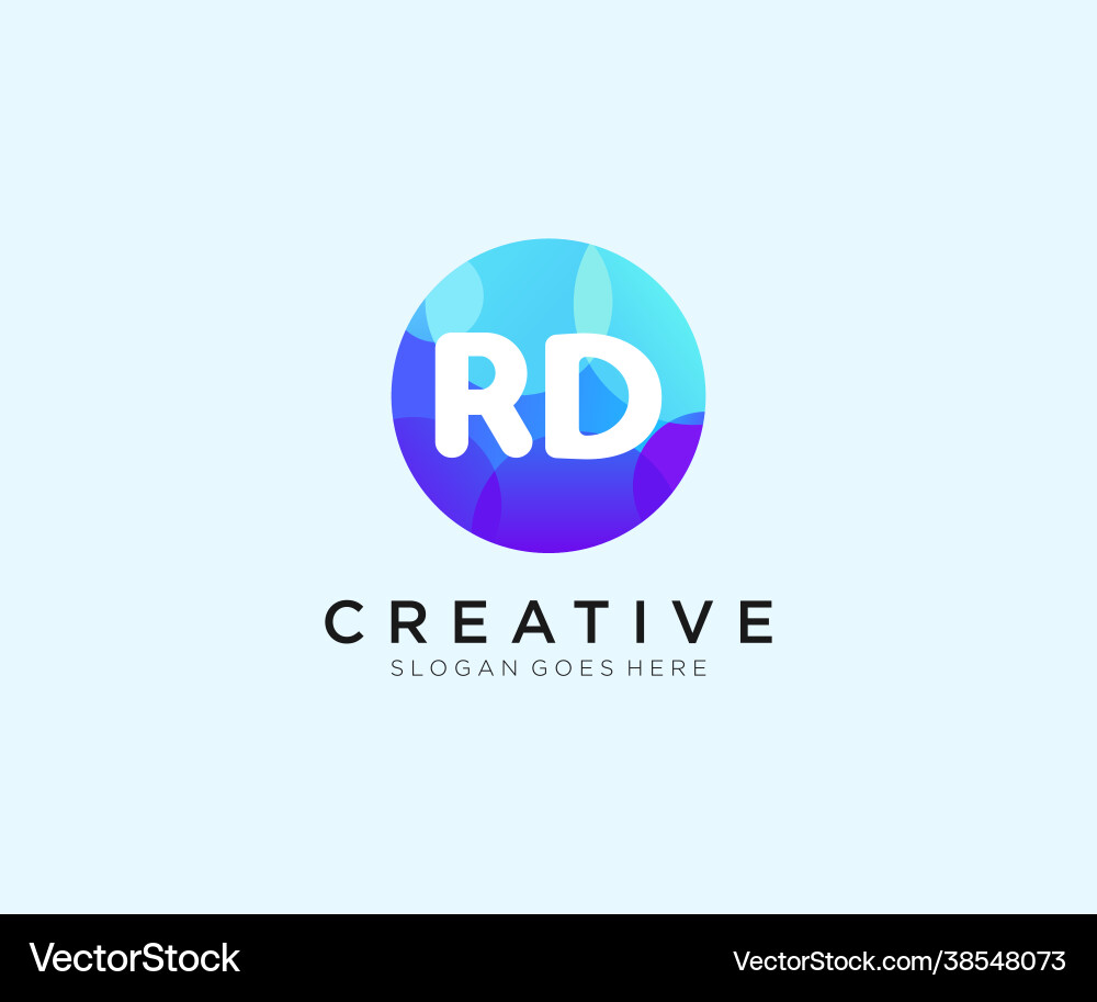 Rd initial logo with colorful circle template Vector Image