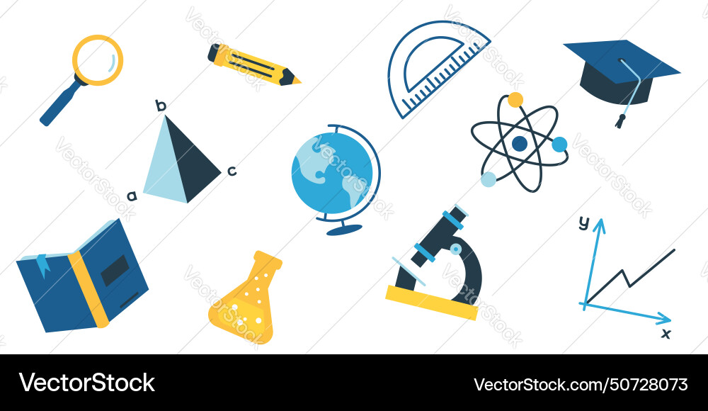 School and education symbols set Royalty Free Vector Image