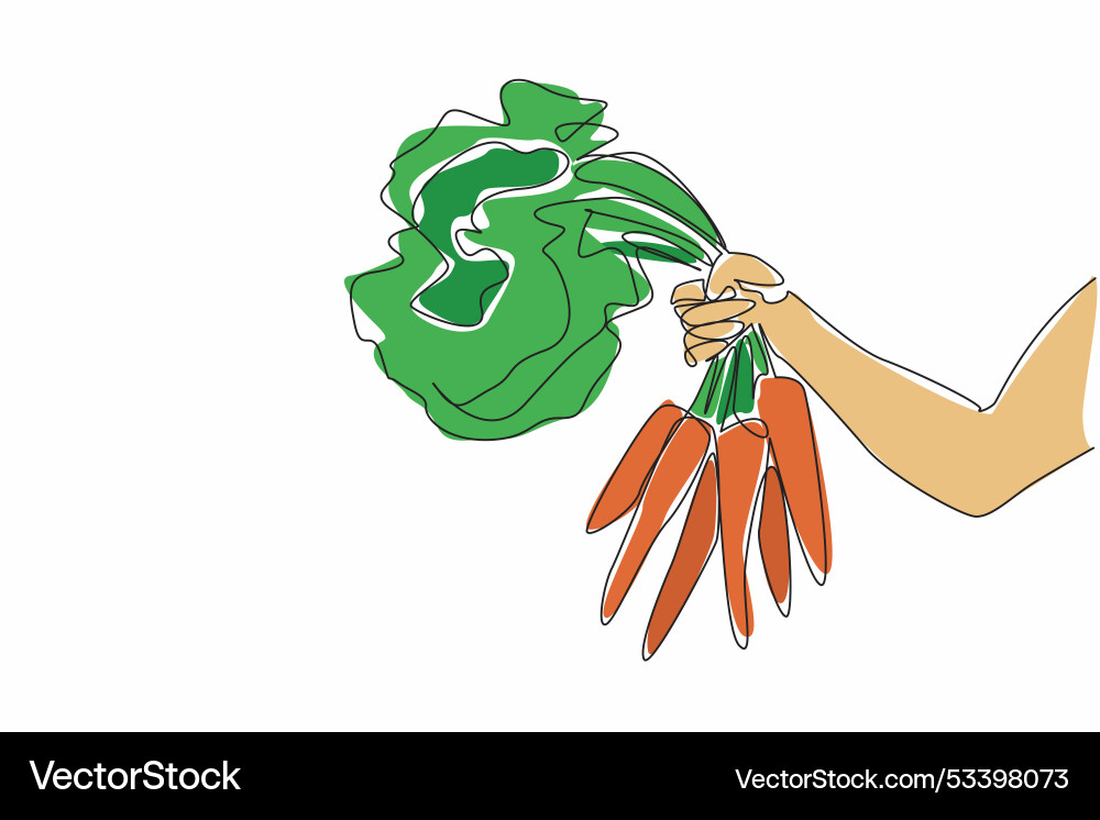 Single one line drawing hands holding some Vector Image