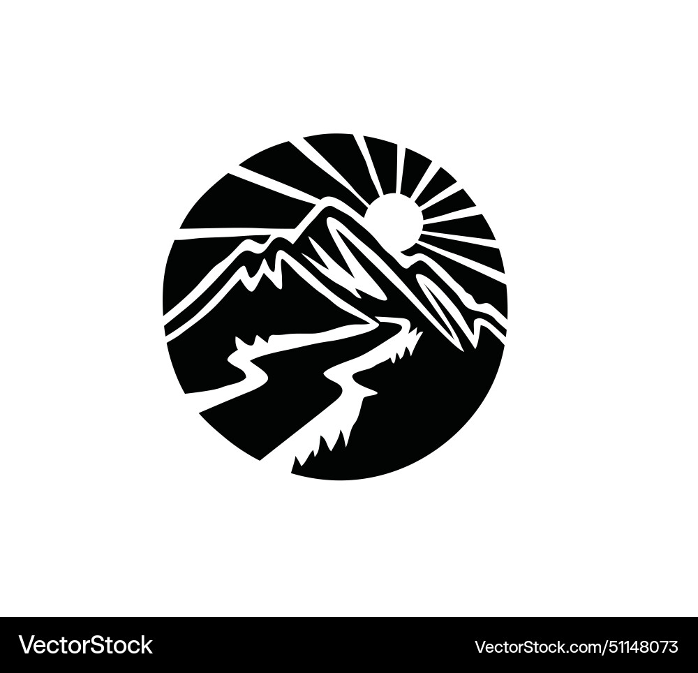 Sun rise with mountain vintage Royalty Free Vector Image
