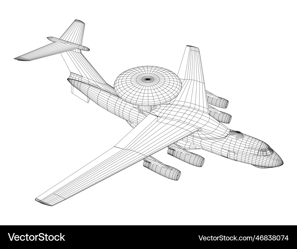 AWACS Aircraft - Airborne Command Plane Royalty Free Vector