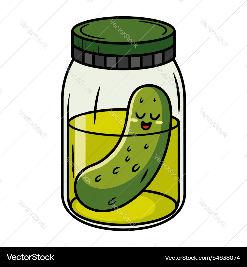 Cute Cartoon Pickle Jar Royalty Free Vector Image