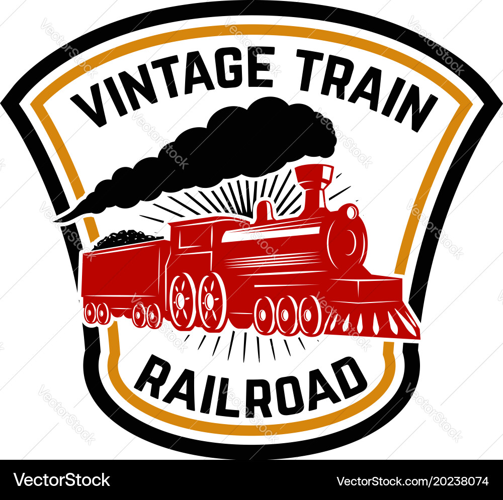Emblem template with retro train rail road Vector Image