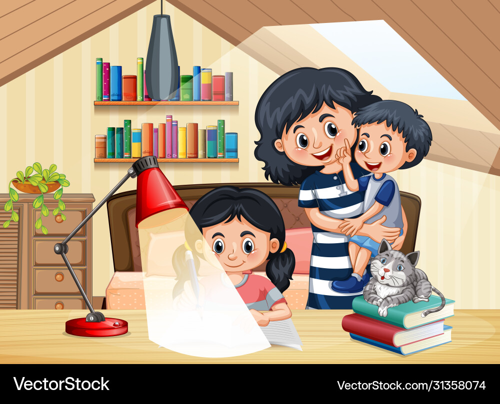 Girl study at home Royalty Free Vector Image - VectorStock