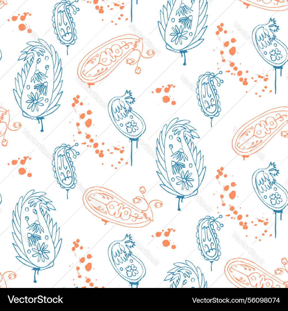 Graffiti paisley seamless pattern spray painted Vector Image