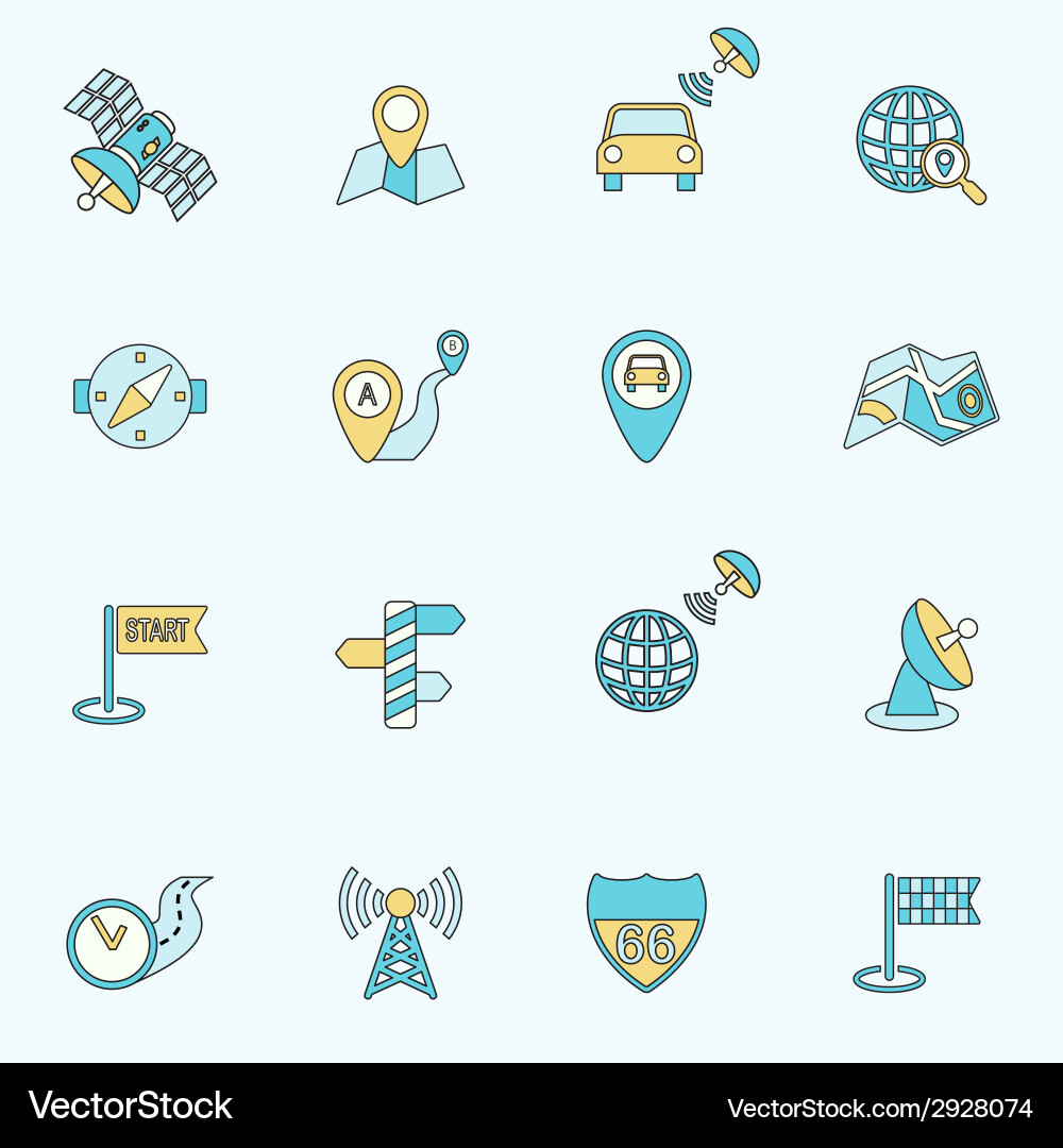Mobile navigation icons flat line Royalty Free Vector Image
