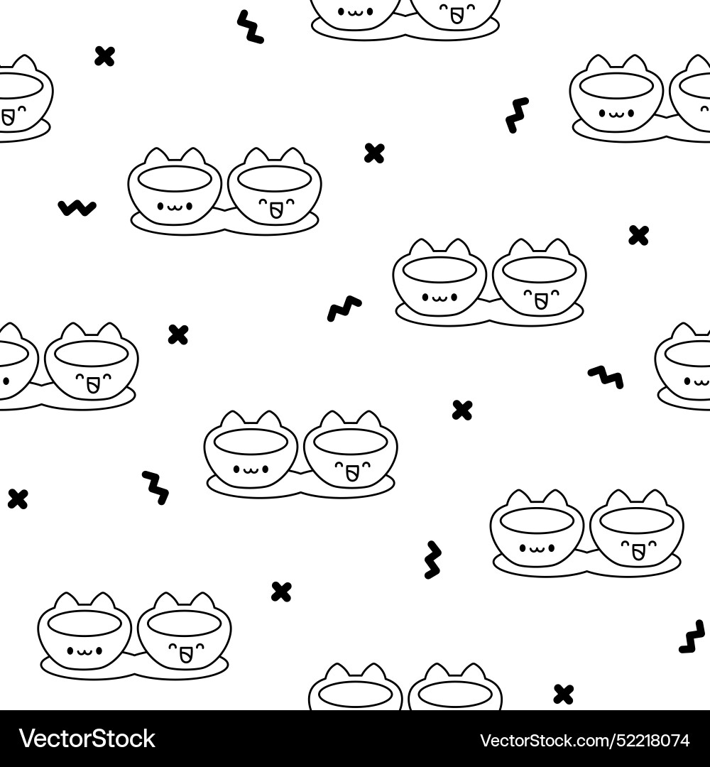 Pets bowl with happy face coloring page Royalty Free Vector
