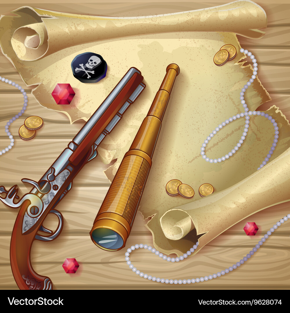 Pirate accessories composition Royalty Free Vector Image