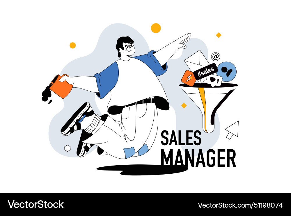 Sales manager outline web modern concept in flat Vector Image