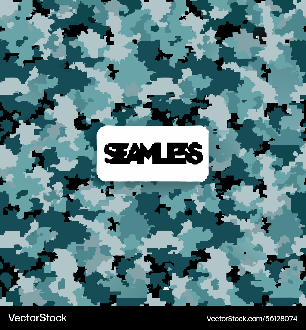 Seamless teal digital camouflage pattern Vector Image