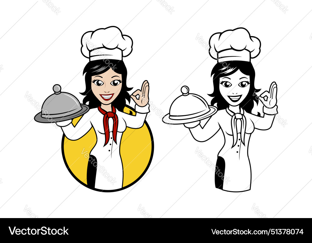 Woman chef cartoon character design Royalty Free Vector
