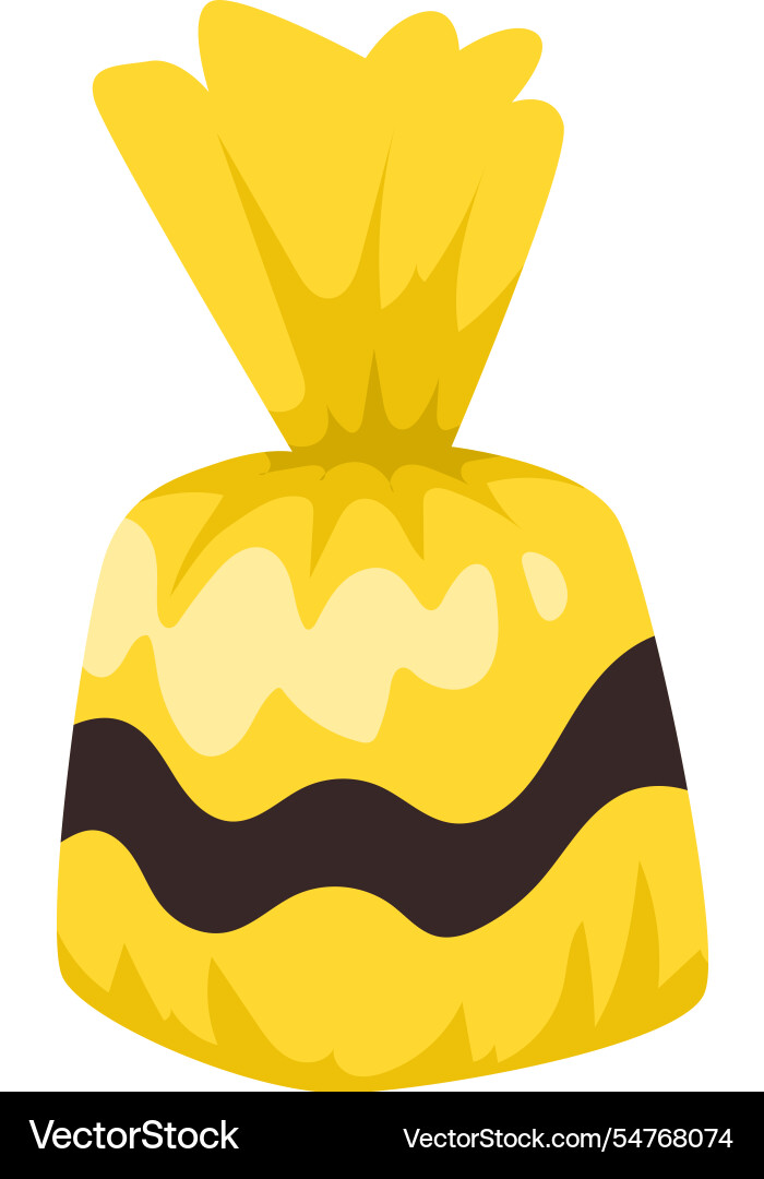 Yellow wrapped candy featuring dark chocolate Vector Image