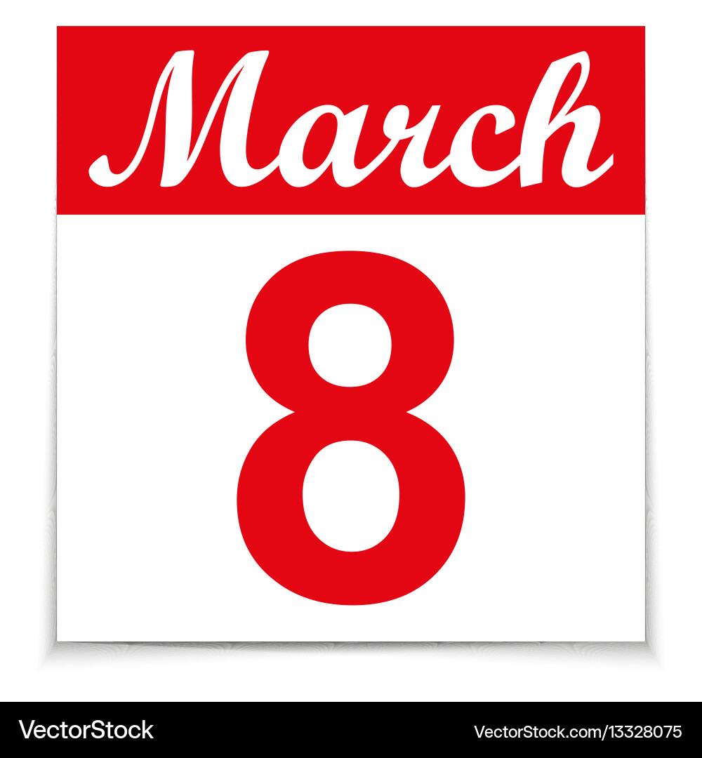 8 march calendar Royalty Free Vector Image - VectorStock