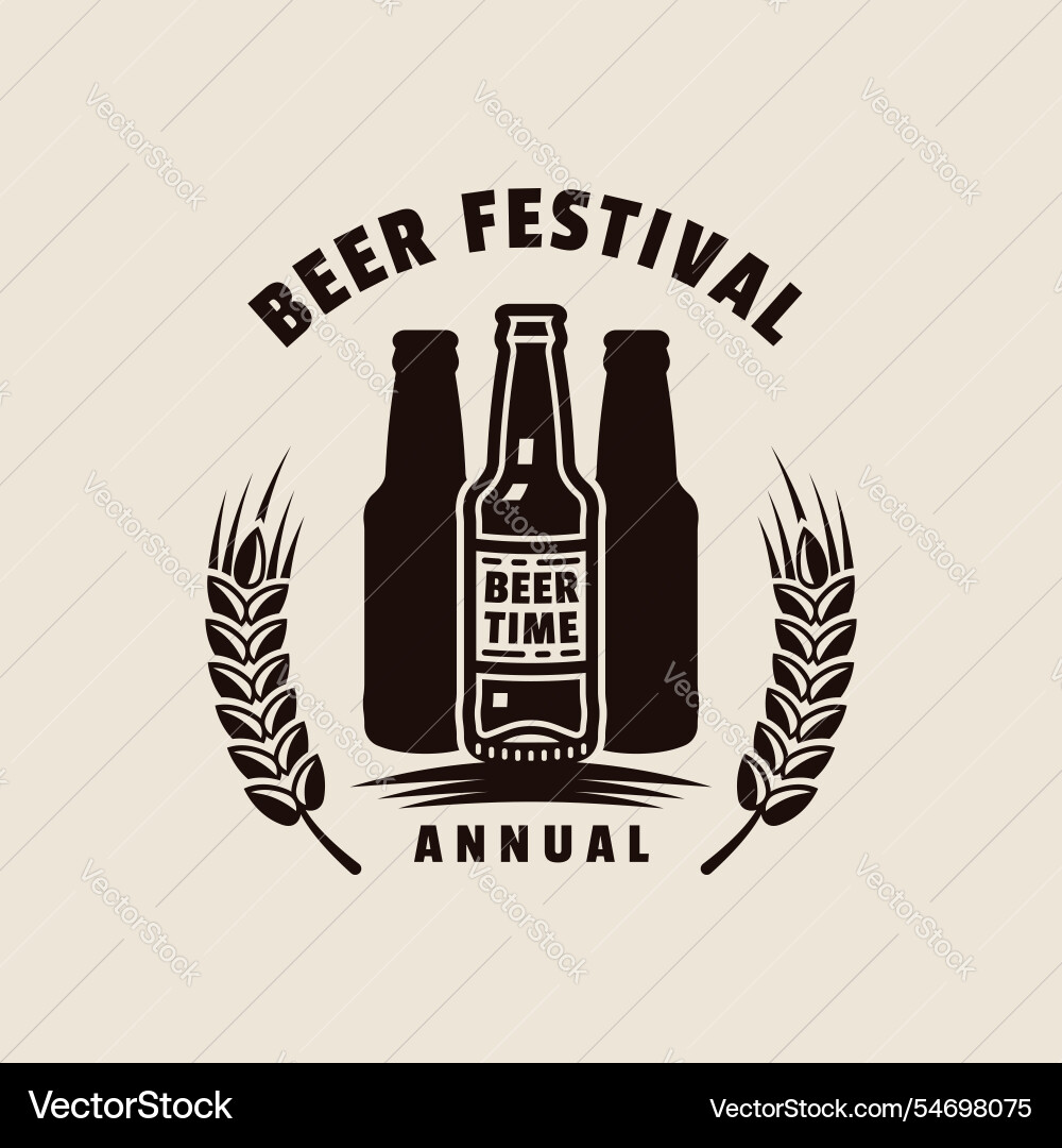 Beer emblem label badge in monochrome Royalty Free Vector
