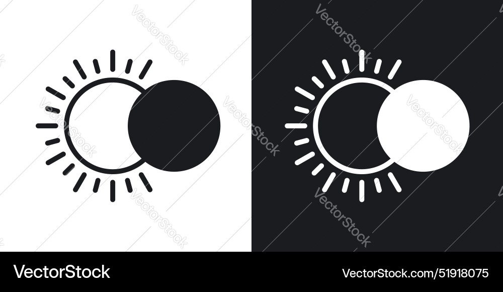 Eclipse icon set in solid black and white color Vector Image