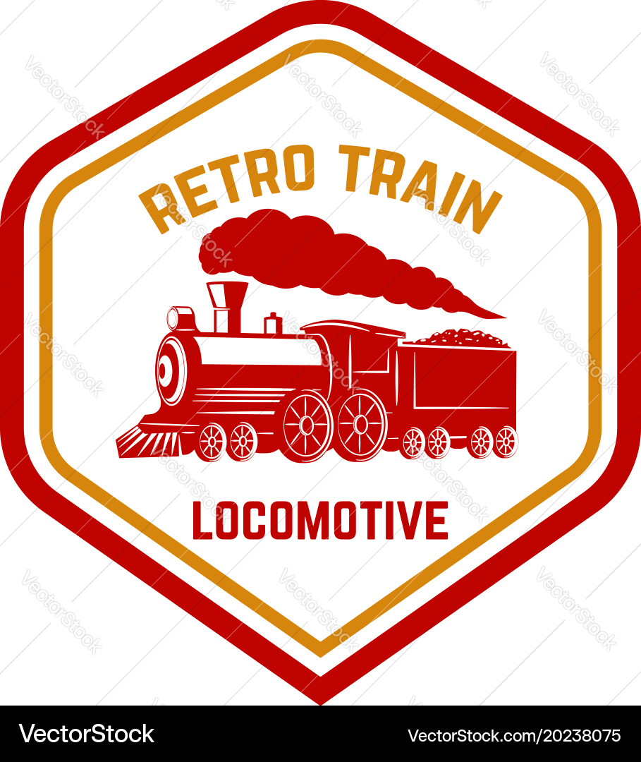 Emblem template with retro train rail road Vector Image