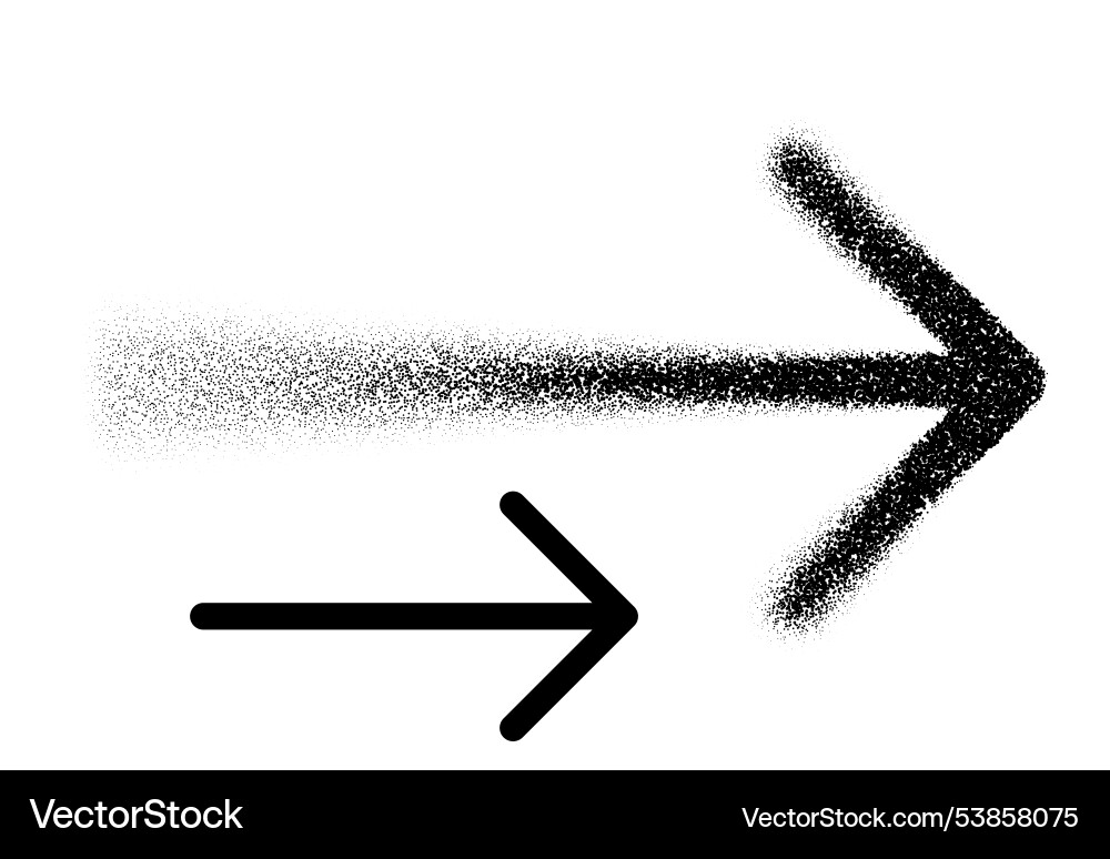 Fading thin right arrow in dot art and solid style
