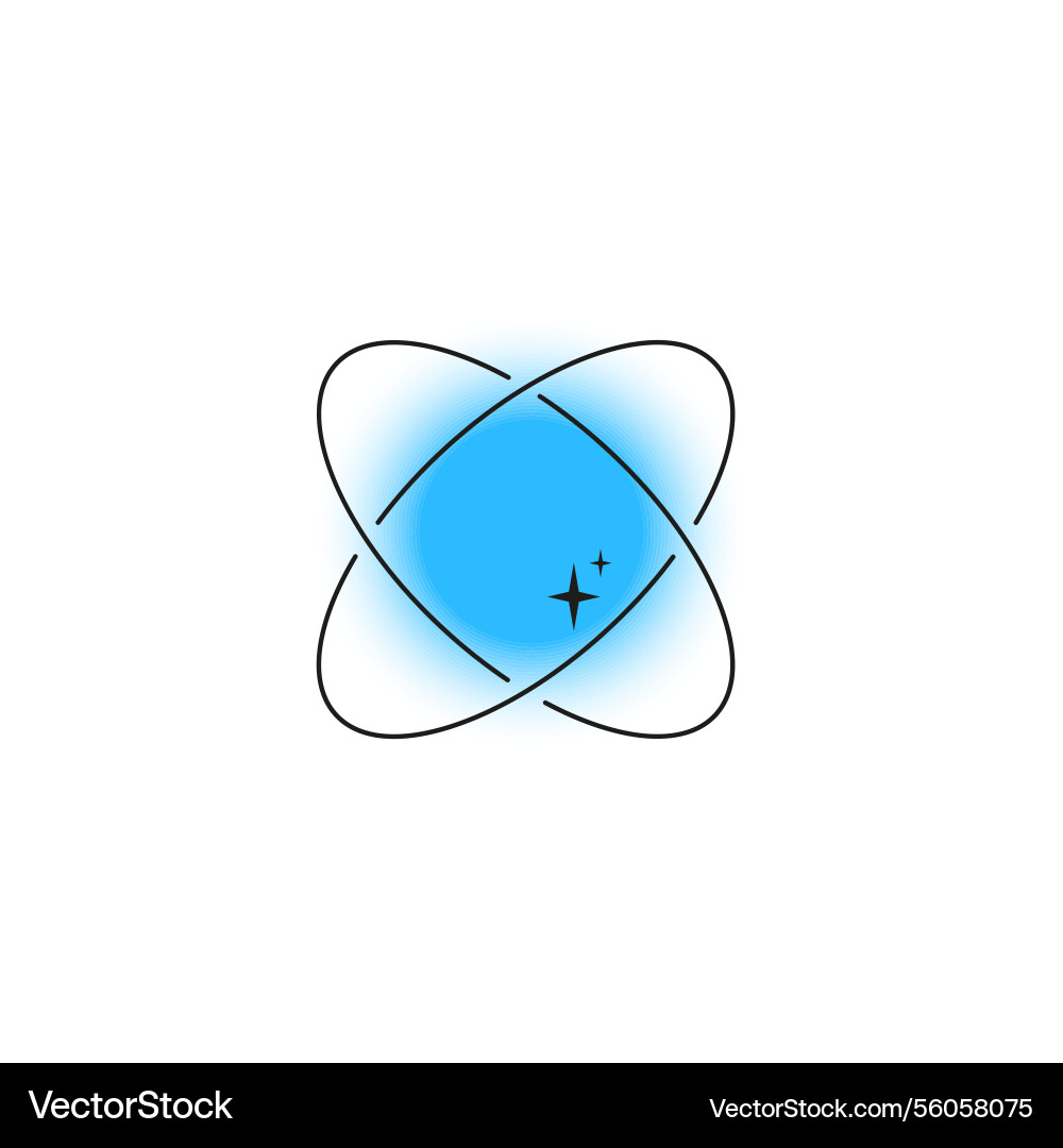 Intertwined black orbital two rings on blue Vector Image