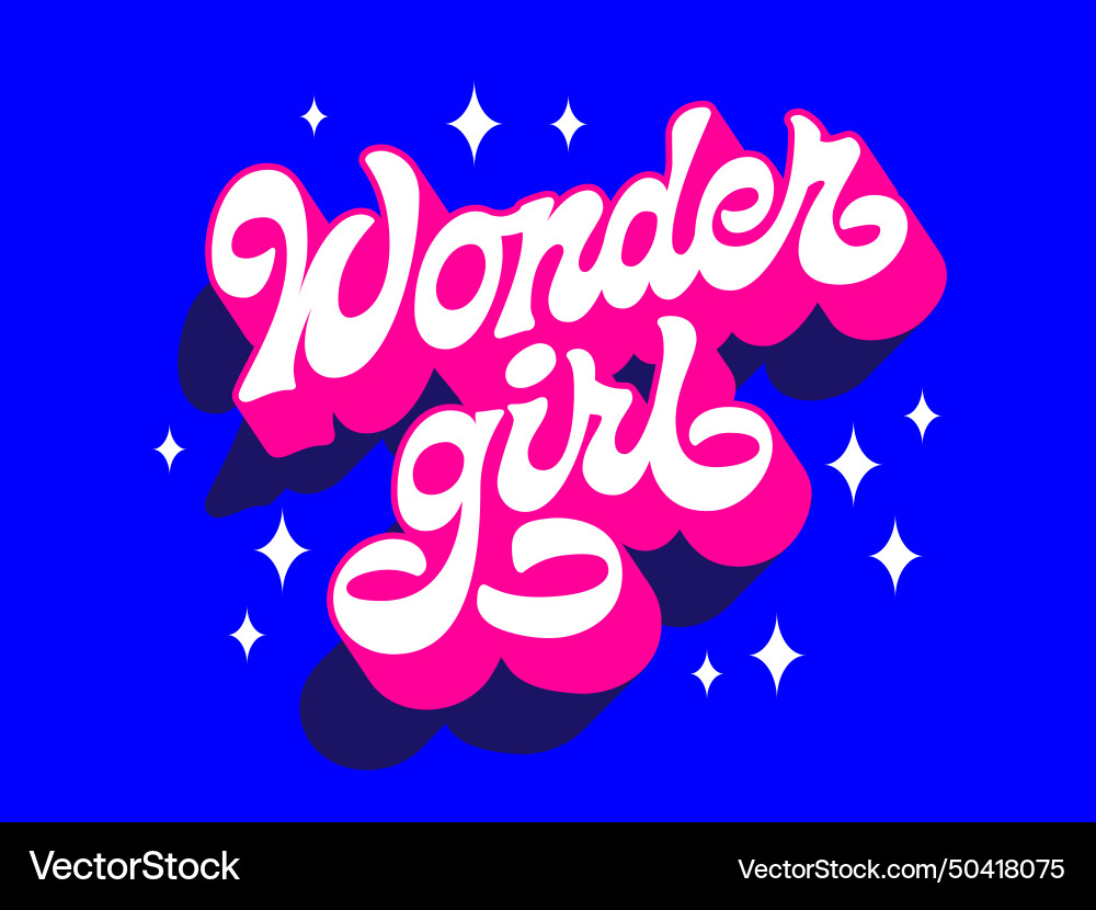 Trendy creative typography design wonder girl Vector Image