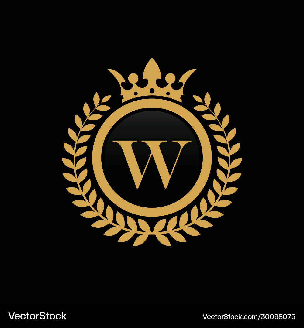 W Initial Royal Crown Logo Royalty Free Vector Image