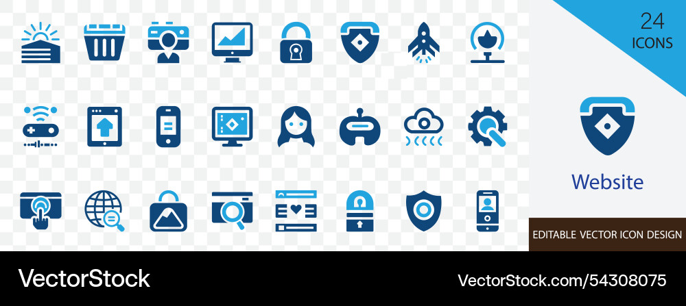 Website solid icon set Royalty Free Vector Image