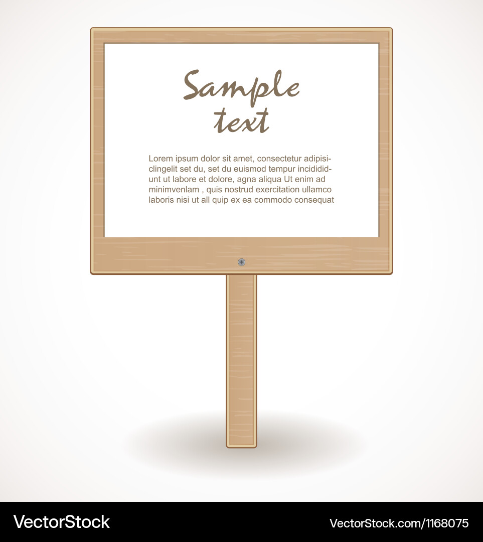 Wooden signboard Royalty Free Vector Image - VectorStock