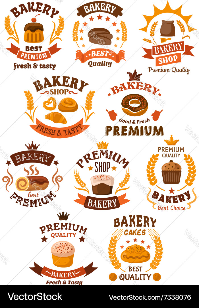 Bakery and pastry badges or emblems Royalty Free Vector