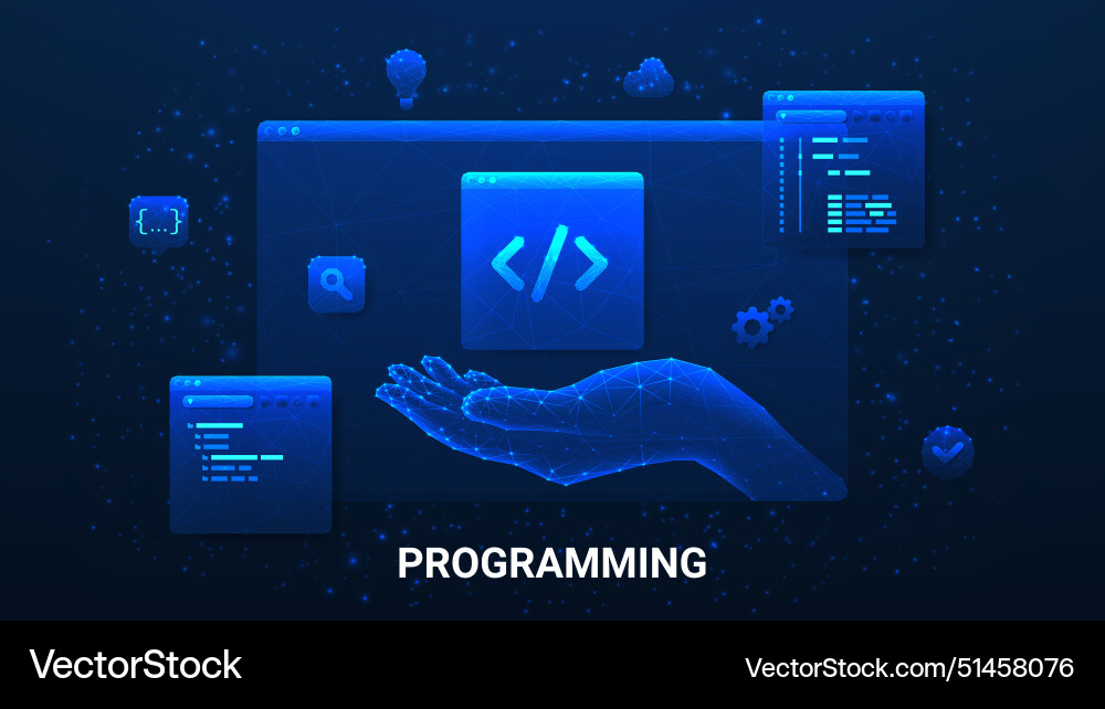 Concept of app development and programming Vector Image